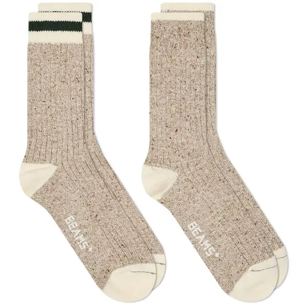 BEAMS Rag Socks - Green Line