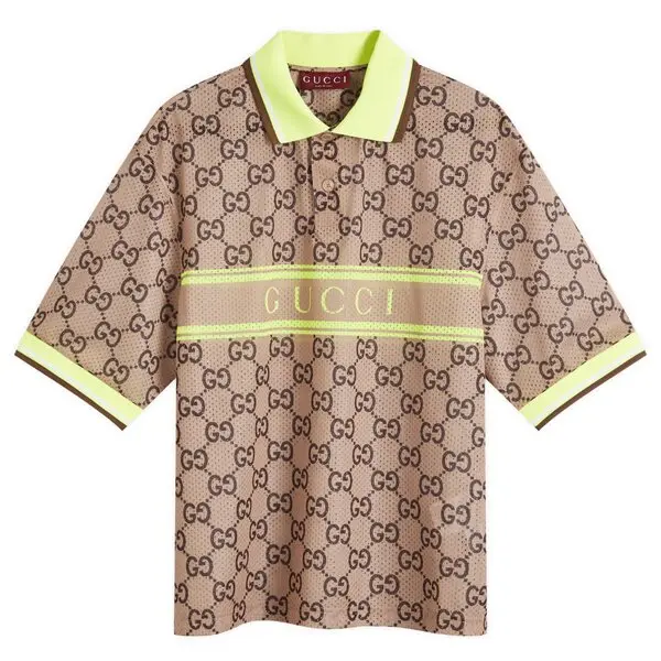 Gucci Gg Monogram Logo Polo - Beige