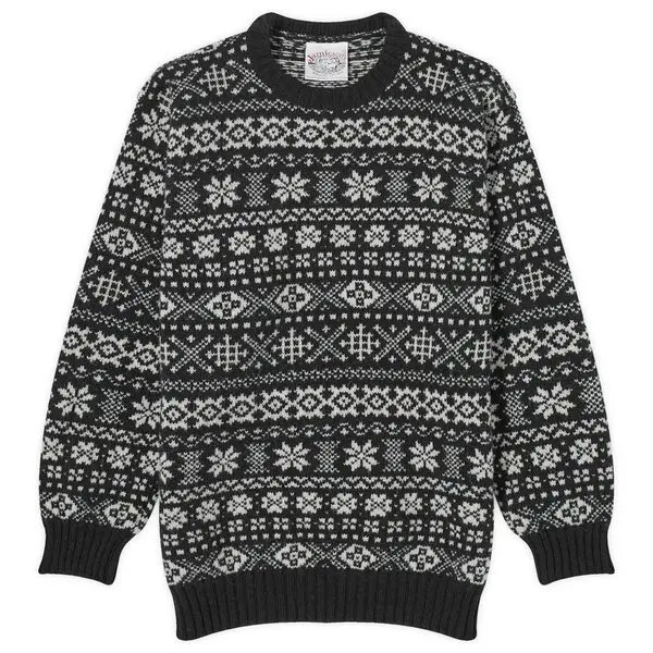 JAMIESON'S OF SHETLAND Snowflake Fair Isle Crew Neck Knit