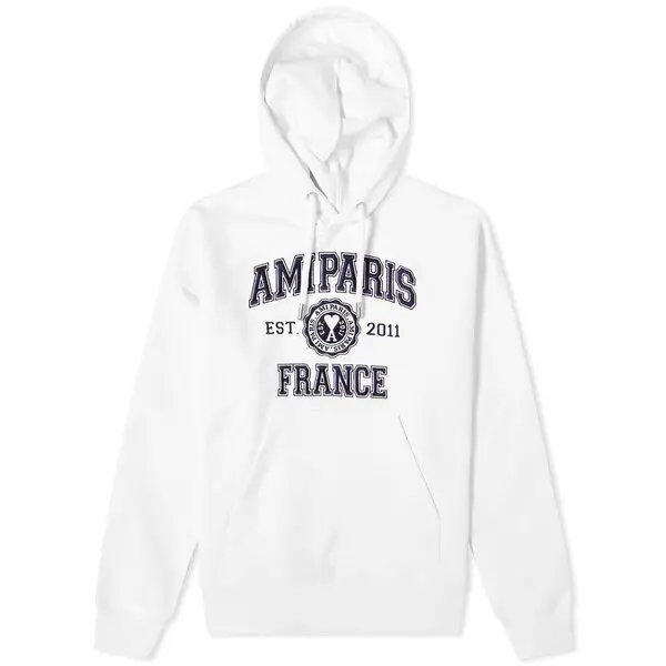 Ami Collegiate Logo Hoodie - Wool Tricotine White