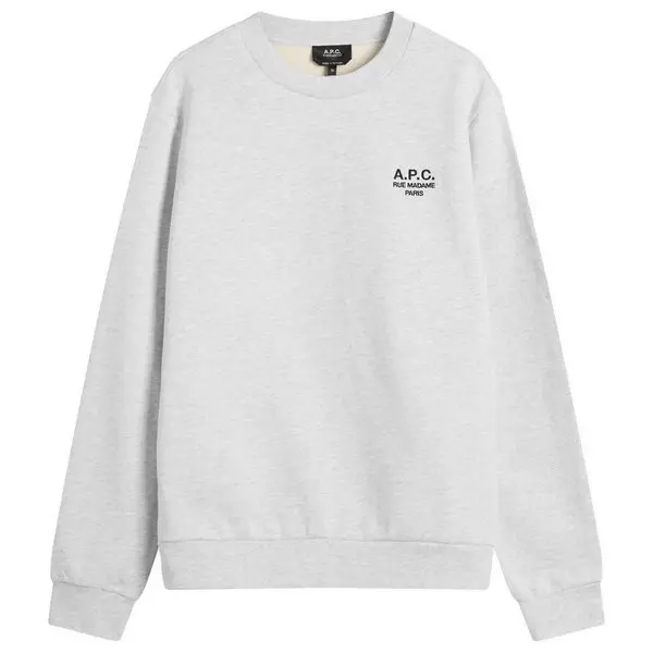 A.p.c. Rue Madame Logo Crew Sweatshirt - Heather Grey/black