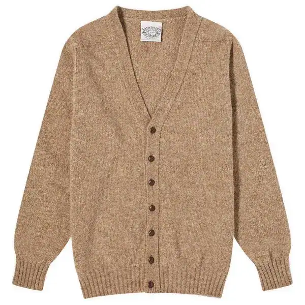 Jamieson'S Of Shetland V-Neck Cardigan In Camel - 70% Off