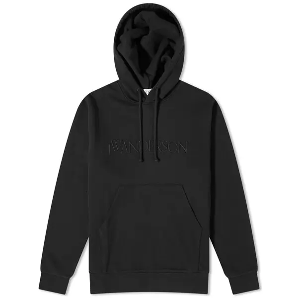 JW Anderson Logo Embroidery Popover Hoodie - Black