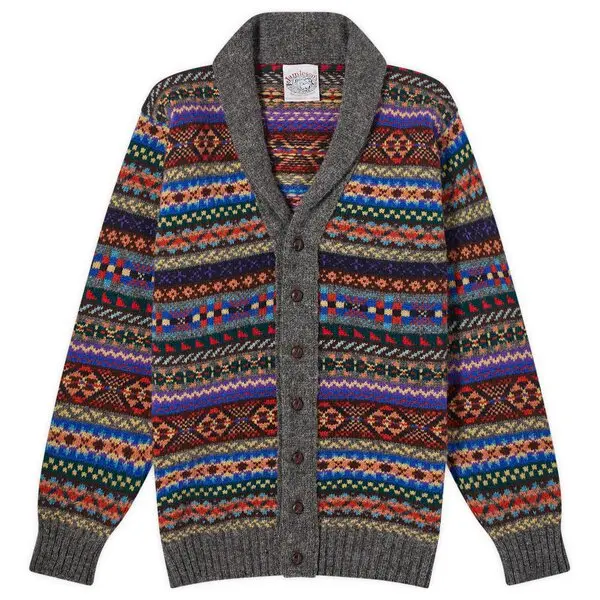 JAMIESON'S OF SHETLAND Fair Isle Shawl Collar Cardigan