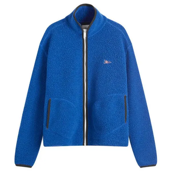 DRAKE'S Boucle Wool Zip Fleece Jacket - Blue