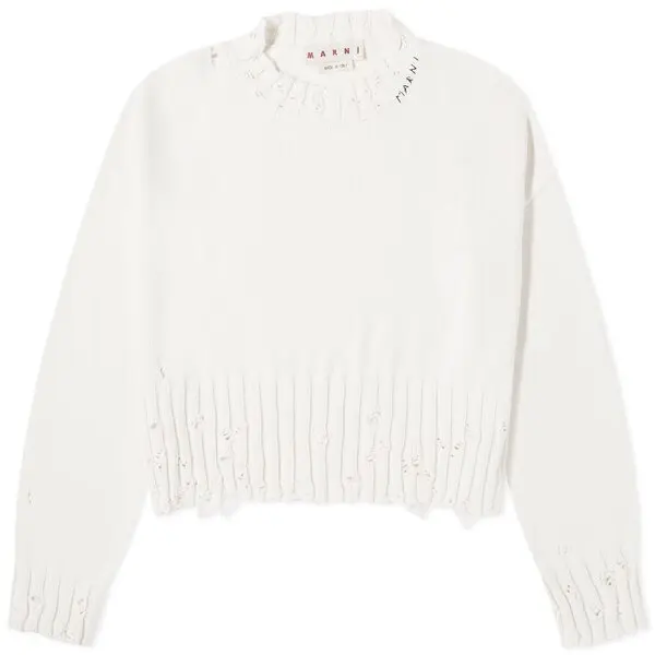 Marni Cotton Gauge Crew Knit - Lily White