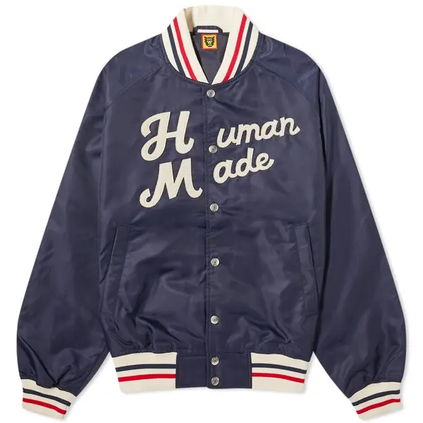 Human Made Nylon Stadium Jacket In Navy - 45% Off | Editorialist