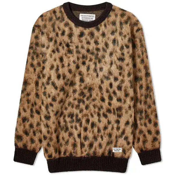 トップス WACKOMARIA LEOPARD MOHAIR SWEATER Wacko Maria Leopard Mohair Knitted Jumper In Beige - 60% Off