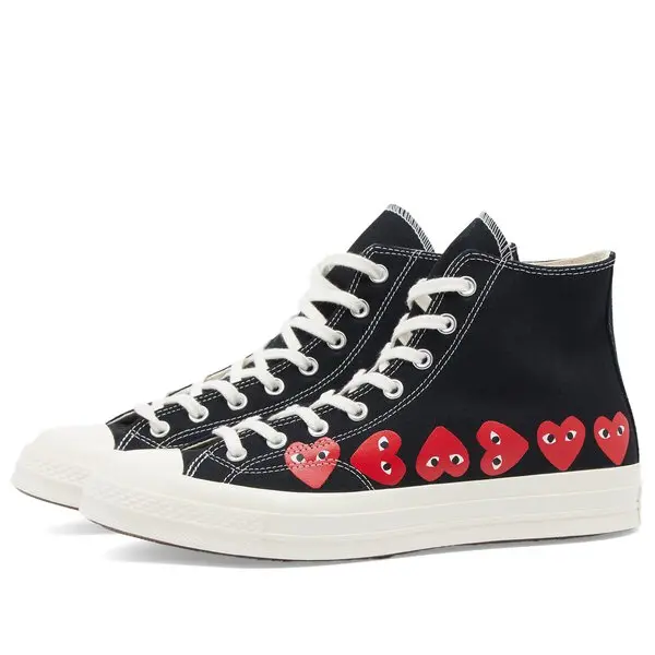 Play Comme Des Garcon X Converse Multi Heart High Sneakers - Black