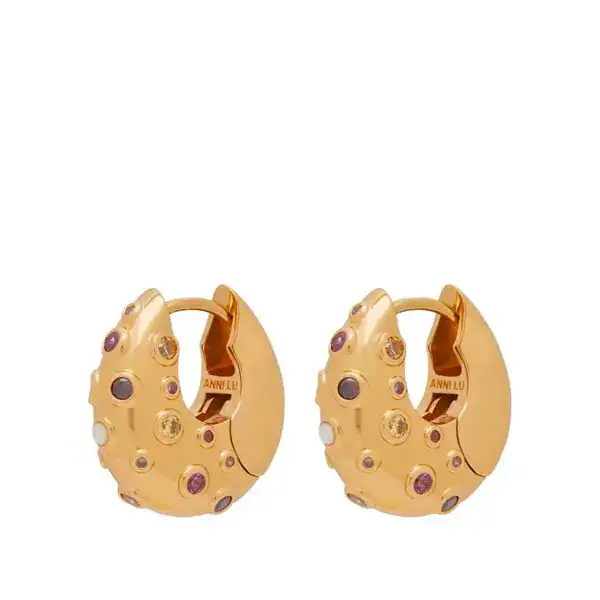 Anni Lu Crystal Bay Hoop Earrings In Gold 35% Off Editorialist
