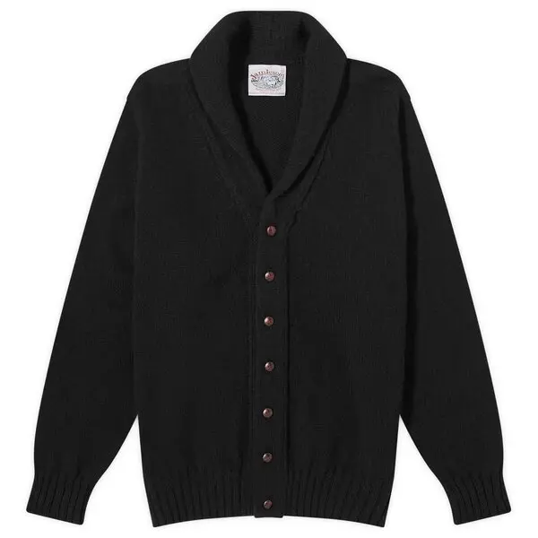 JAMIESON'S OF SHETLAND Elbow Patch Shawl Collar Cardigan