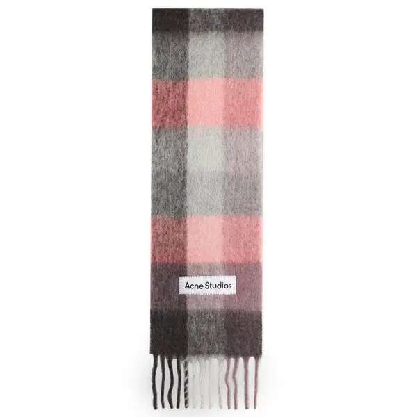 Acne Studios Vally Check Scarf - Mauve/bright Pink/anthracite