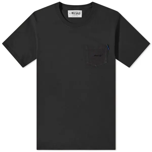 Awake Ny Classic Logo Pocket T-Shirt In Black - 54% Off