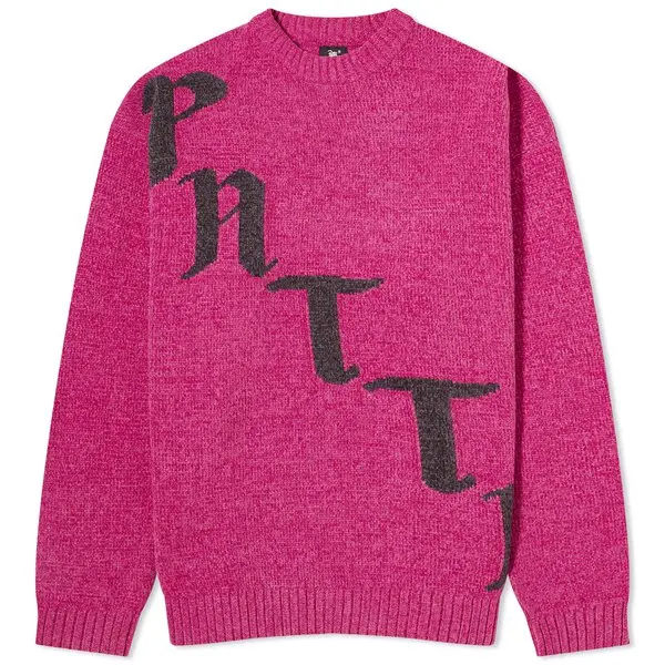 Patta Chenille Crew Neck Jumper In Fuchsia Red 25% Off