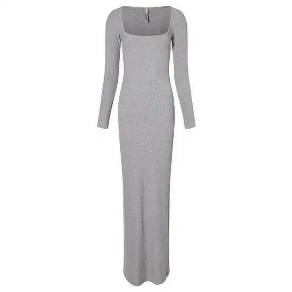Skims Soft Lounge Long Sleeve Dress - Heather Grey | Editorialist