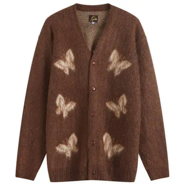 Needles X 'Rattan' Mohair Cardigan In Brown/Natural - 40% Off