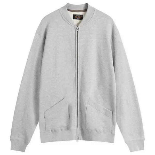 BEAMS Jersey Zip Bomber Jacket - Grey