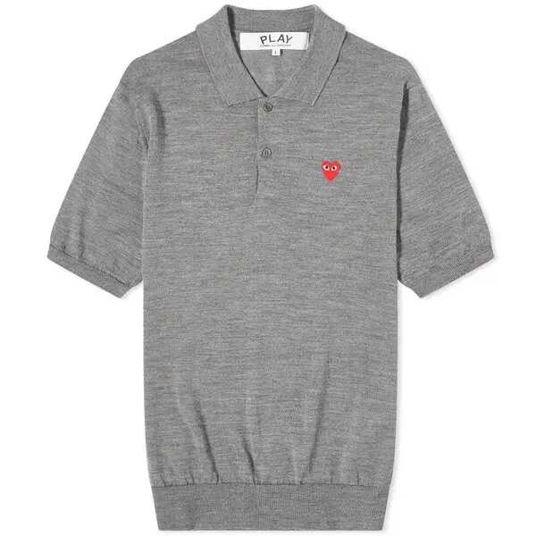 Play Comme Des Garcon Knit Polo Shirt - Grey