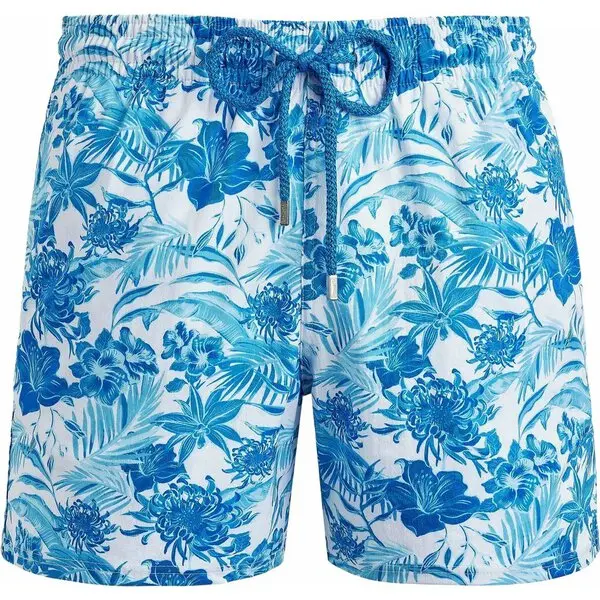 Vilebrequin Tahiti Flowers Stretch Swim Trunks - Blanc