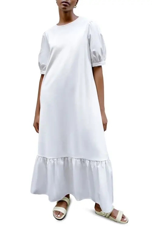 MARCELLA Olivia Mixed Media Midi Dress - Off White