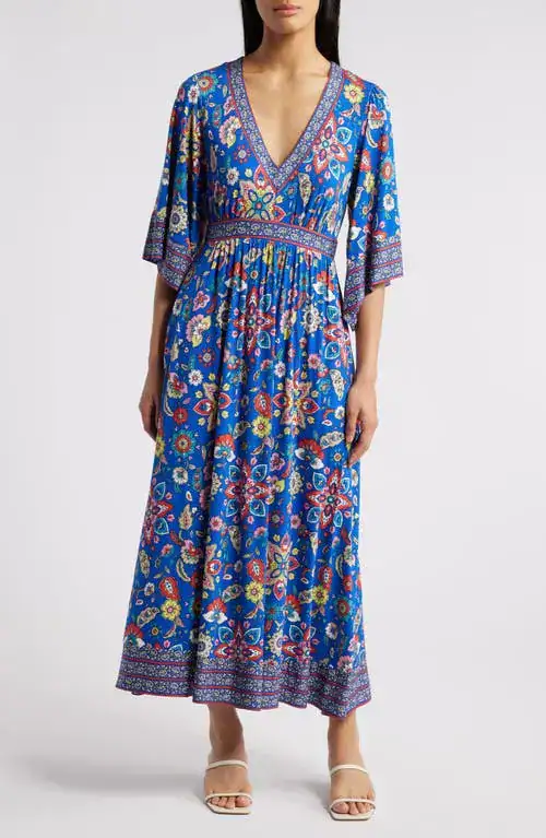 Boden Print Long Sleeve Jersey Maxi Dress In Surf The Web Botanical Sprig -  45% Off | Editorialist