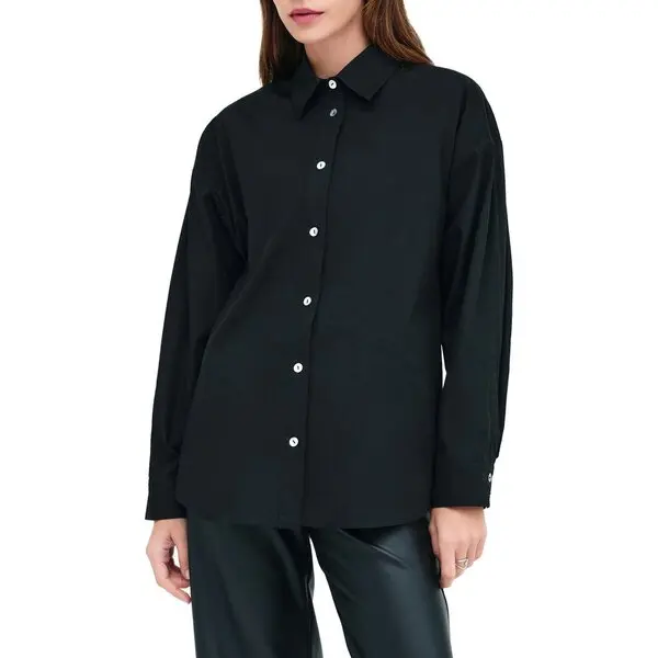 MARCELLA Ezra High-low Cotton Button-up Shirt - Black