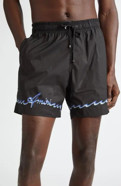 Amiri Wave Logo Swim Trunks
