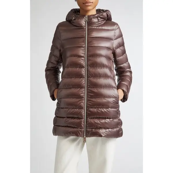 Herno Shiny Nylon Hooded Down Puffer Jacket - Chocolate