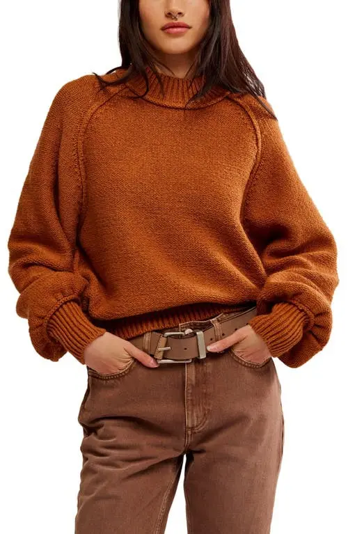 Free People Riley Mock Neck Sweater - Meerkat
