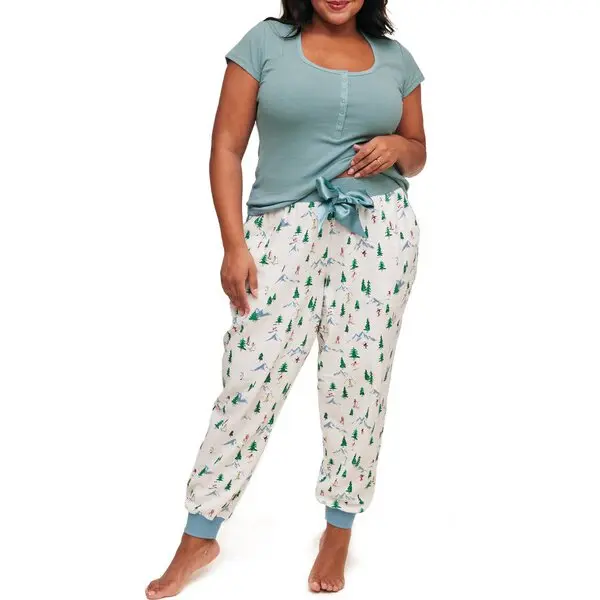 ADORE ME Caileigh Pajama T-shirt & Jogger Set - Convo White