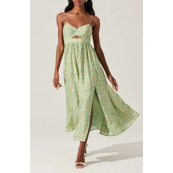 Astr The Label Floral Print Cutout Maxi Dress In Green Floral - 45% Off |  Editorialist
