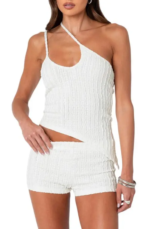 EDIKTED Phoebe Asymmetric Knit Camisole - White