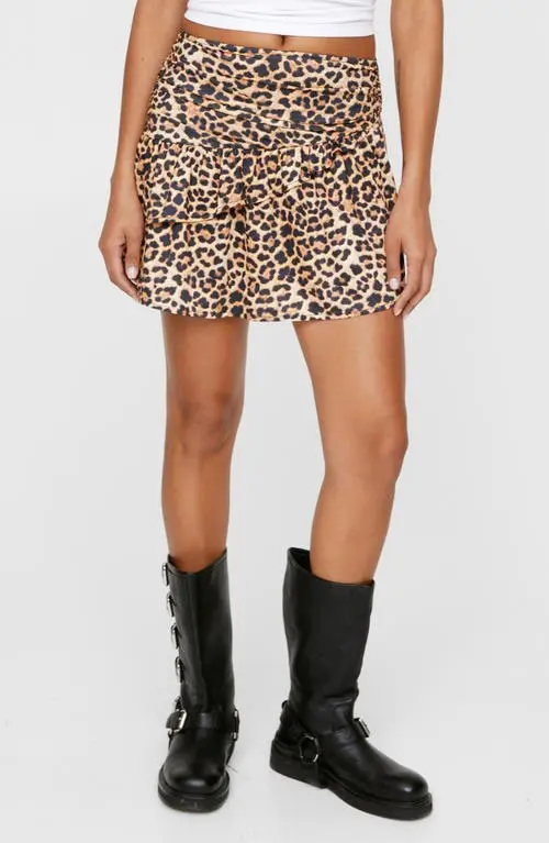 Nasty Gal Print Ruffle Miniskirt