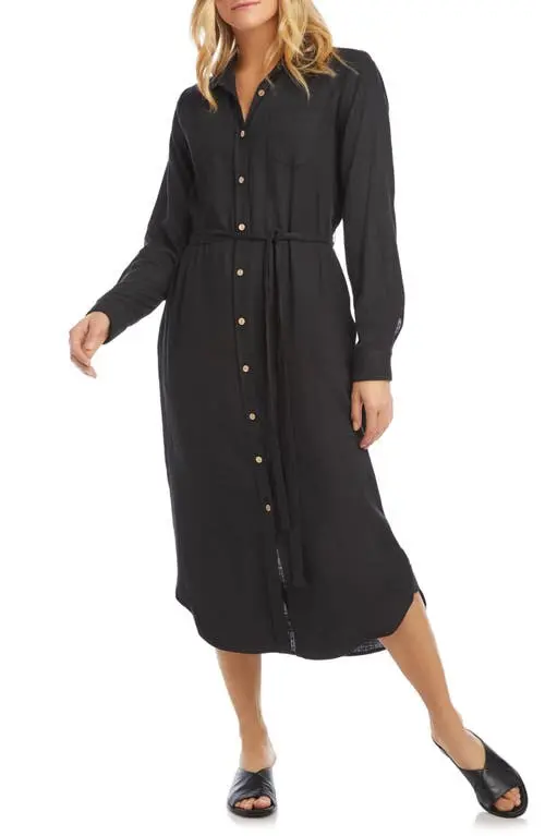 Karen Kane Long Sleeve Shirtdress In Black - 40% Off | Editorialist