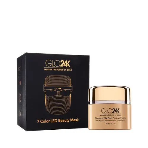 GLO24K 7 Color Led Beauty Mask + 24k Timeless Anti-aging Cream