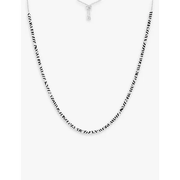 APM MONACO Brand-engraved Zebra Zirconia Necklace - Silver