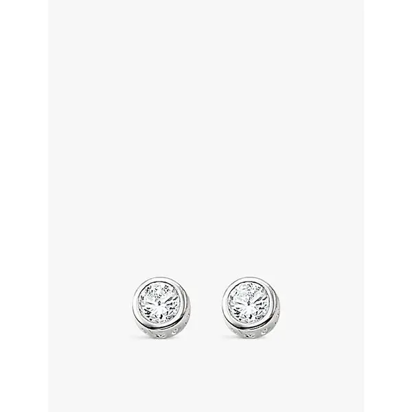 THOMAS SABO Logo-engraved Round Sterling-silver And Zirconia Stud Earrings