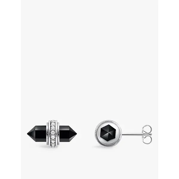 THOMAS SABO Hexagonal Sterling-silver, Zirconia And Onyx Stud Earrings