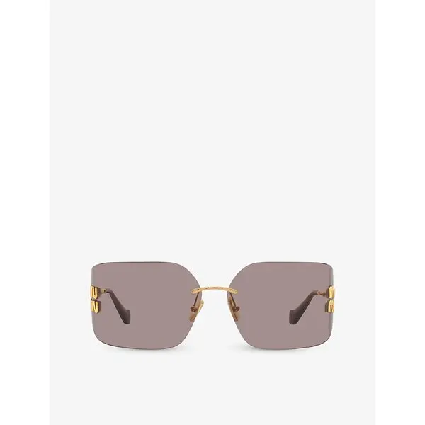 Miu Miu Square-frame Metal Sunglasses - Gold