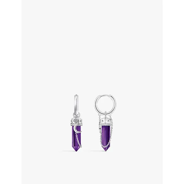 THOMAS SABO Chain-drop Sterling-silver And Imitation Amethyst Earrings