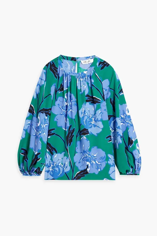 Diane Von Furstenberg Waldo Floral-print Crepe Blouse
