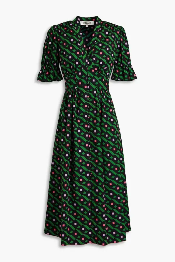 Diane Von Furstenberg Erica Printed Midi Dress - Green