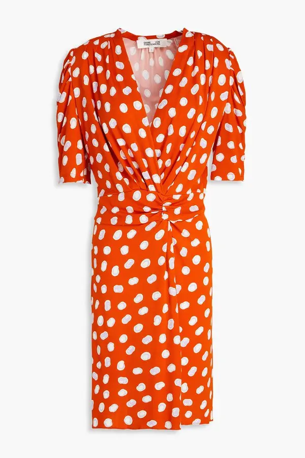 Diane Von Furstenberg Duncan Ruched Mini Dress - Orange