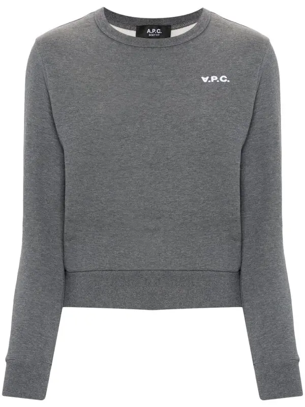 A.p.c. Flocked-logo Cotton Sweatshirt - Grey