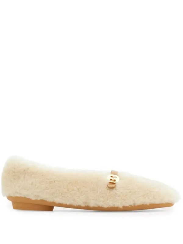 FERRAGAMO Fluffy Ballerina Flats - White