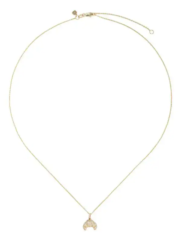 Sydney Evan 14kt Yellow Diamond Croissant Charm Necklace In Gold