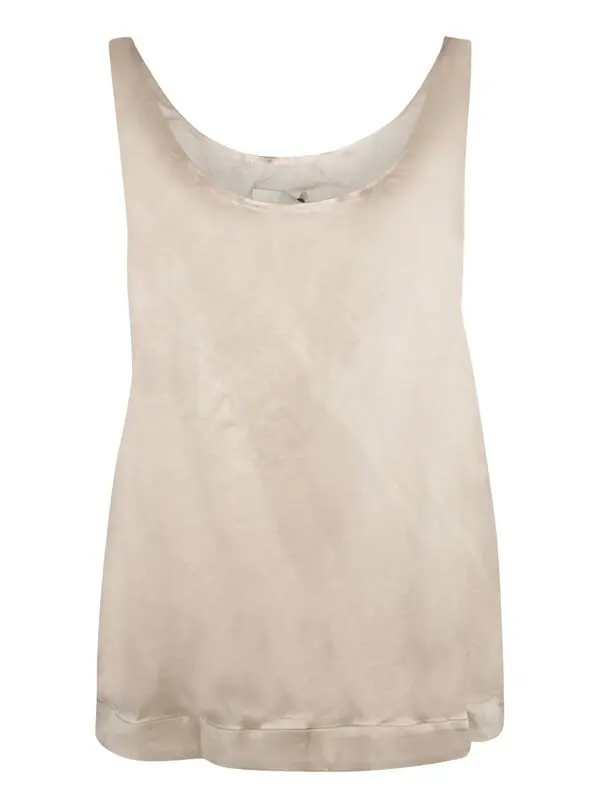 DANAMÉ Sleeveless Silk Tank Top - Beige