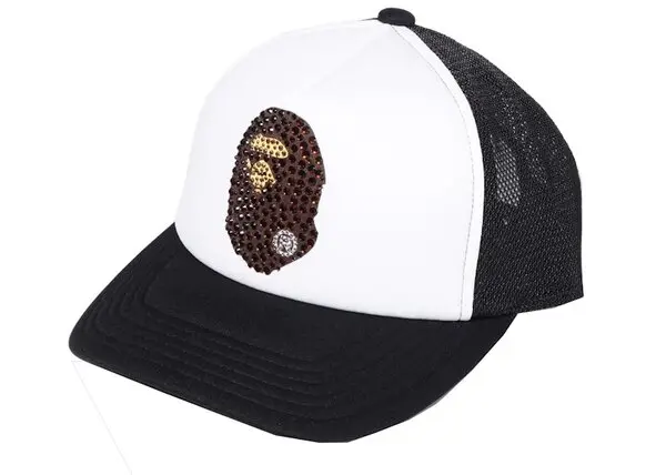 帽子 CRYSTAL STONE APE HEAD MESH CAP BLACK Bape Crystal Stone Mesh Cap - Black | Editorialist