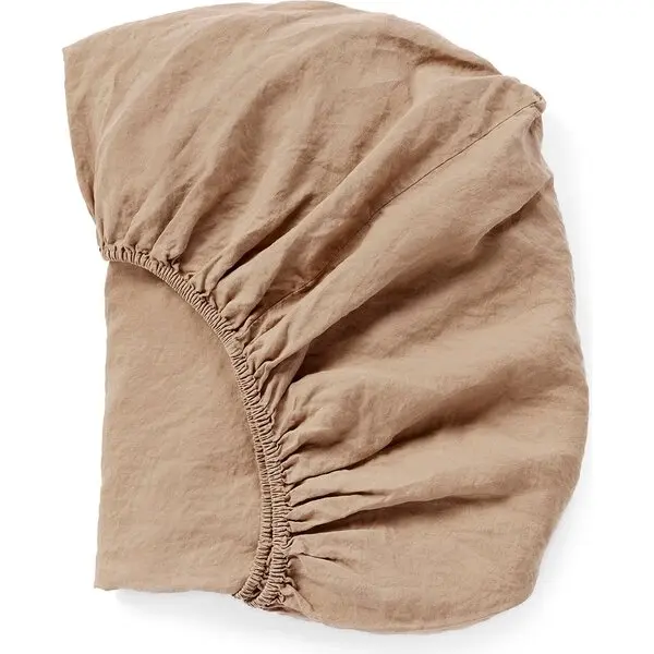 COYUCHI Relaxed Organic Linen Fitted Sheet - Doe