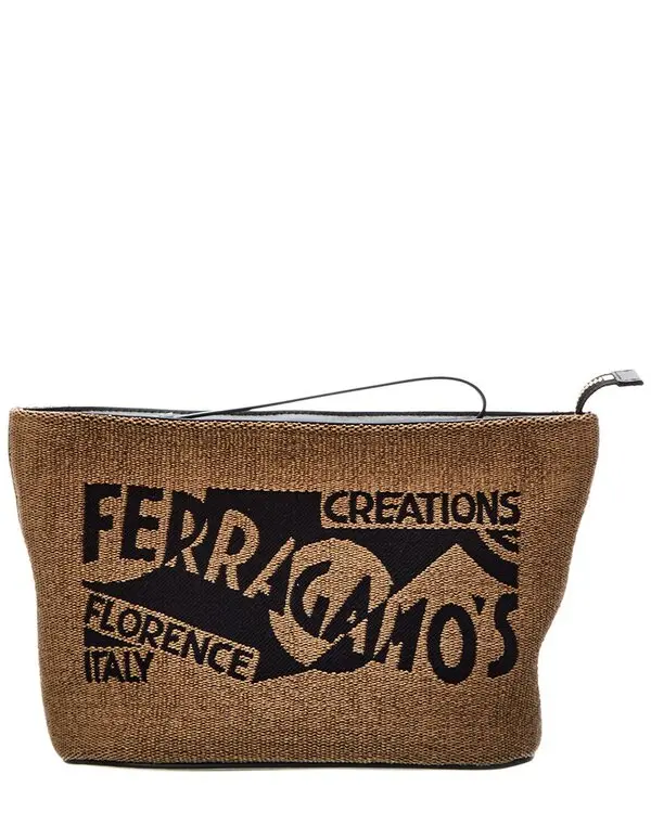 Buy FERRAGAMO Ferragamo Logo Leathertrim Pouch - Brown At 19% Off ...